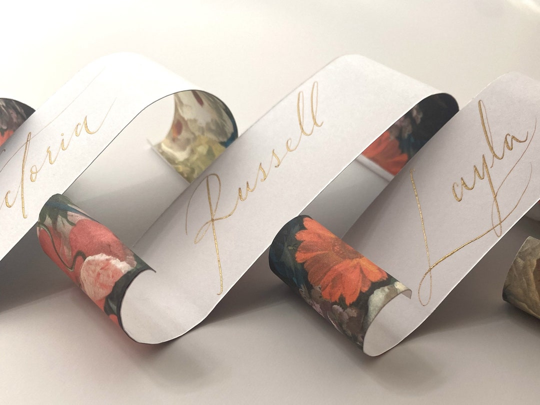 Hand-lettered Calligraphy Scrolls: Custom Wedding Place Cards - Etsy