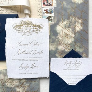 Printable Fine Art Gold Foil European Wedding Invitation Suite, Digital ...