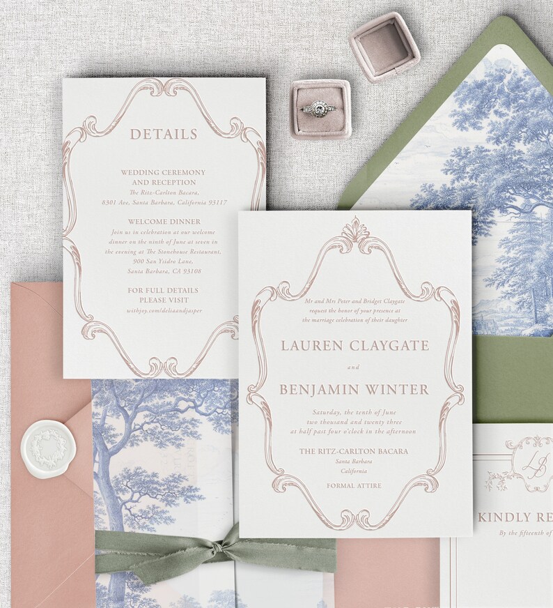 Unique Letterpress Wedding Invitations, Monogram Crest, Luxury Wedding ...