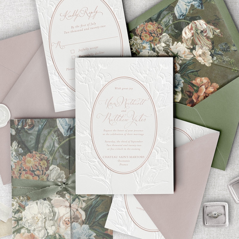 Embossed Wedding Invitations - Etsy