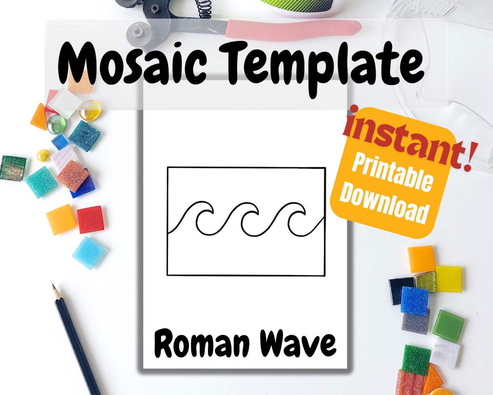 Roman Wave Mosaic Template: Printable Pattern (digital Download) - Etsy