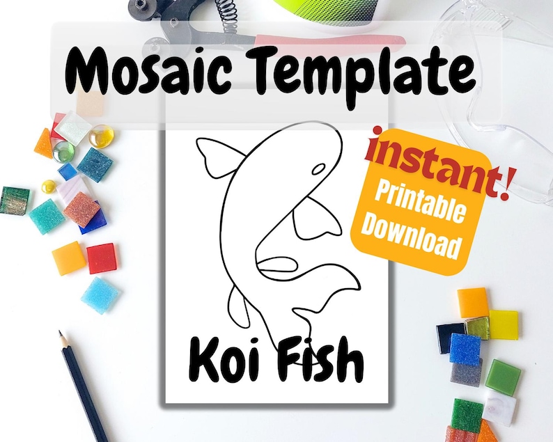 Koi Fish Mosaic Template: Printable Pattern (digital Download) - Etsy