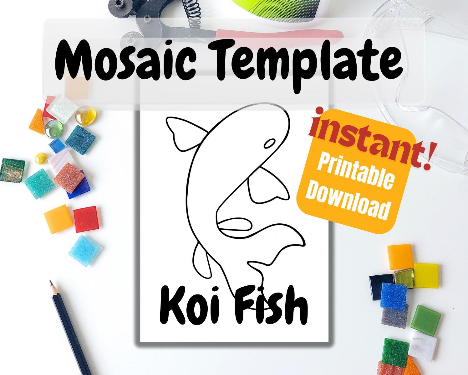 Koi Fish Mosaic Template. Printable Download Pattern, to Assist With ...