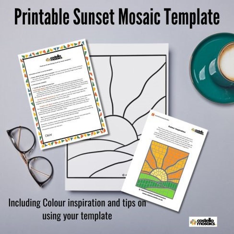 Sunset Pattern Template. Printable Download Template for Mosaic ...