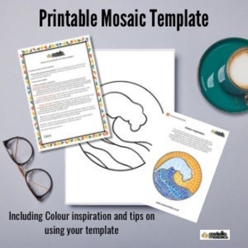 Japanese Wave Mosaic Pattern Template. Printable Download. Helps With ...