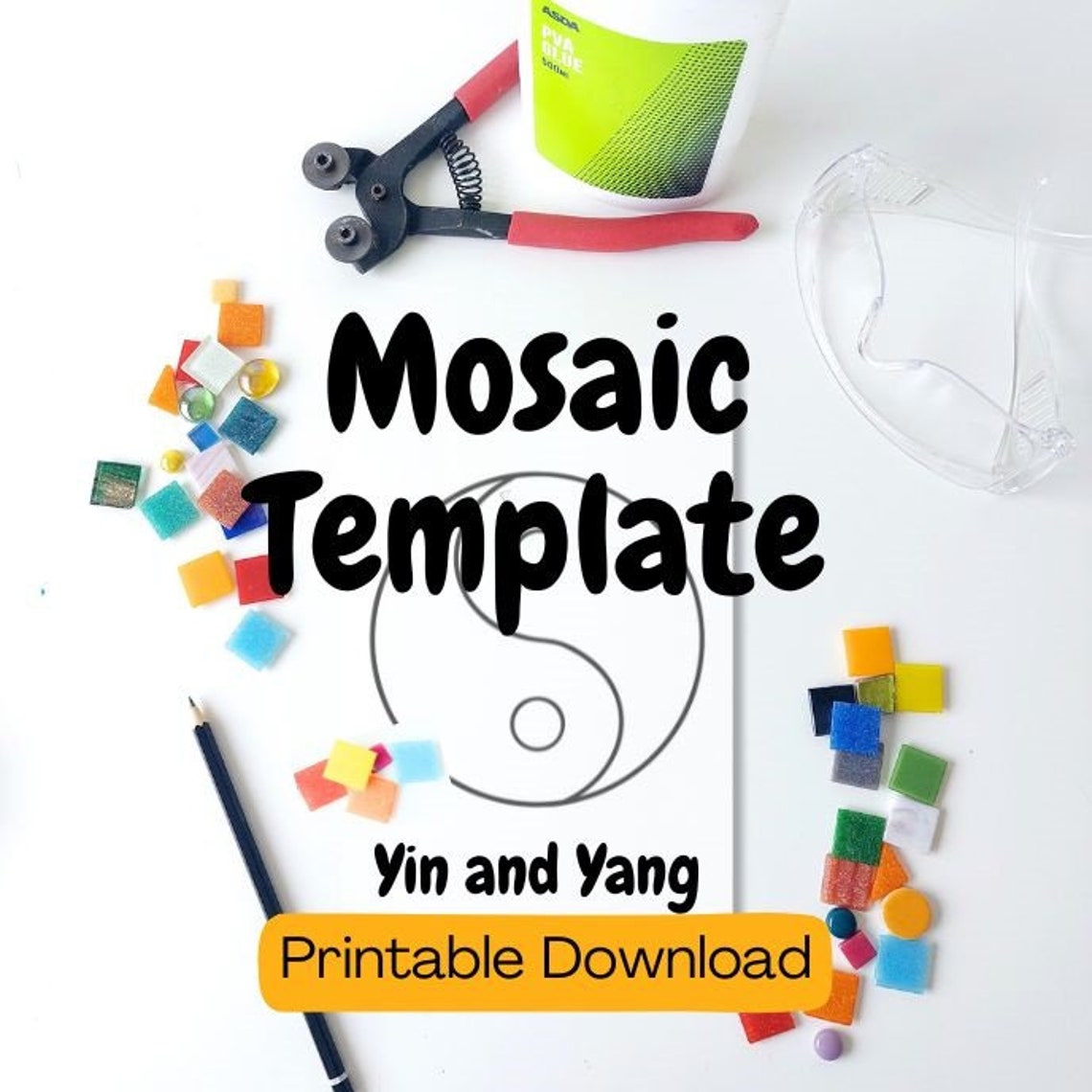Yin and Yang Mosaic Template. Printable Download Pattern, to Assist ...