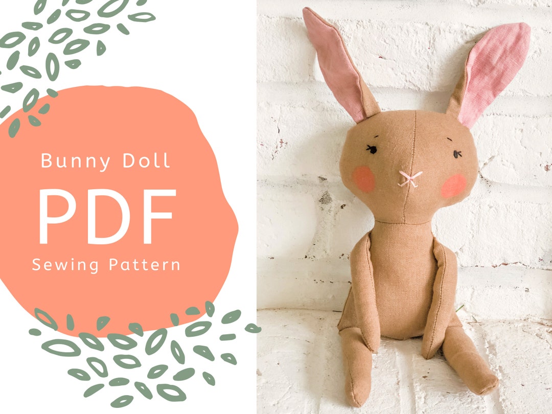 Bunny Doll PDF Sewing Pattern & Tutorial - Animal Doll, Dress up Doll ...