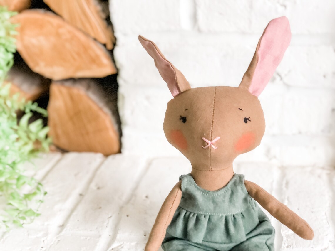 Bunny Doll PDF Sewing Pattern & Tutorial - Animal Doll, Dress up Doll ...