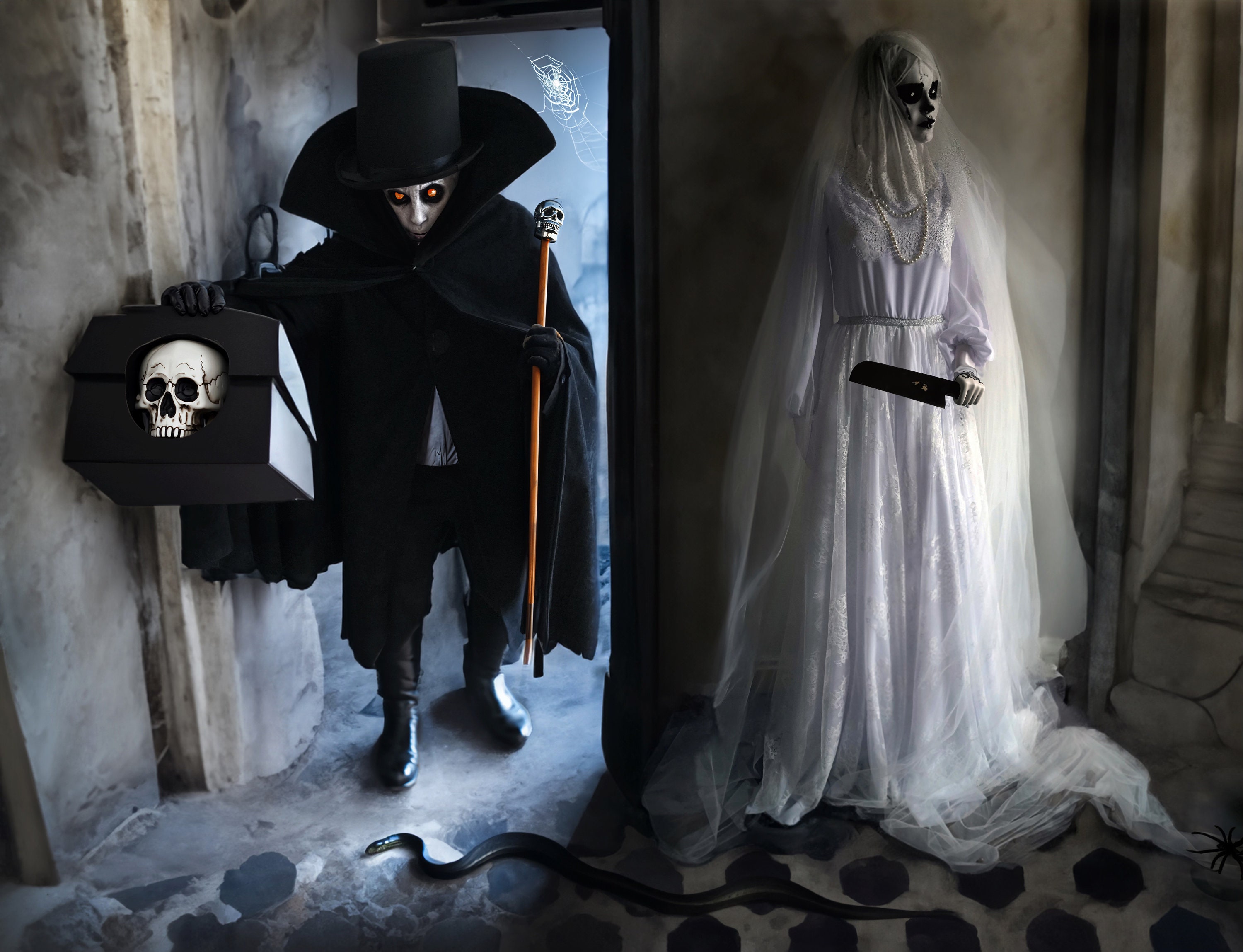 Men's Hat Box Ghost Haunted Mansion Costume, Halloween, Cosplay ...