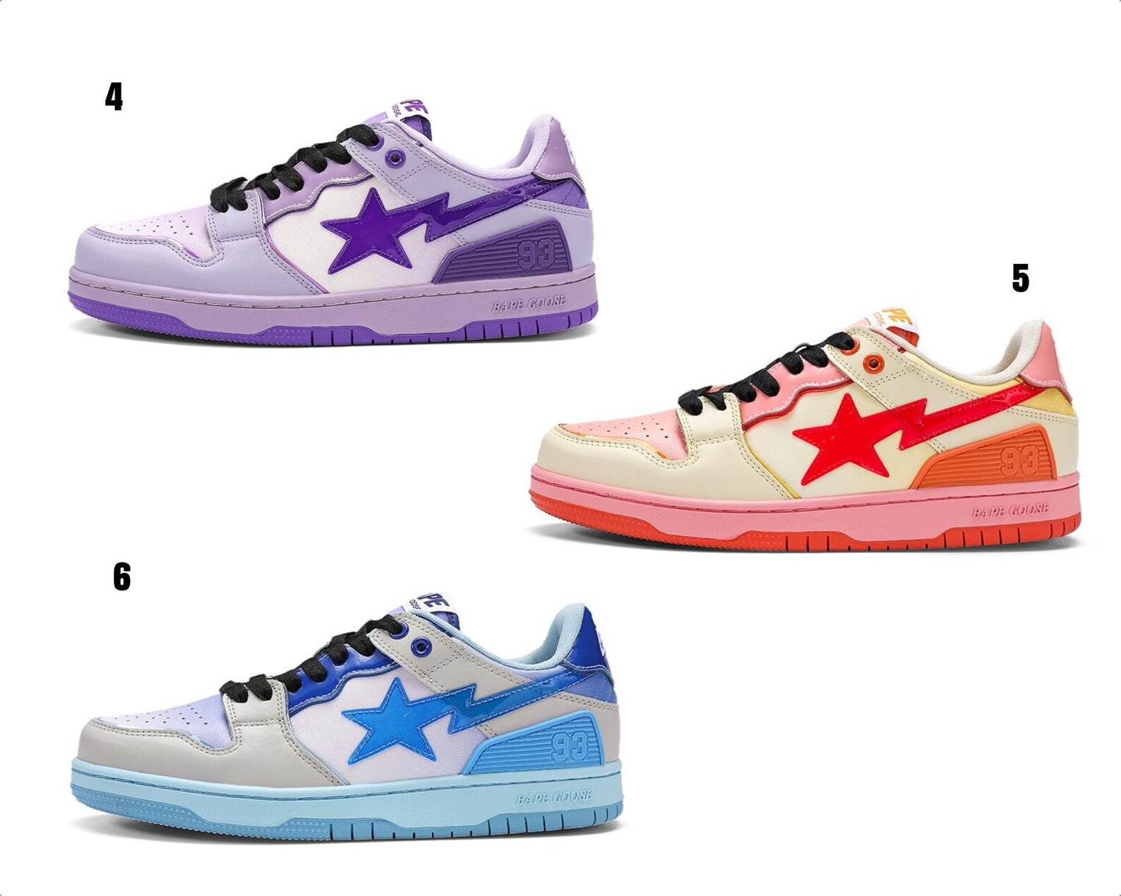 Bape Shoes Colorful Brand Sneaker A Bathing Ape Lace up - Etsy UK