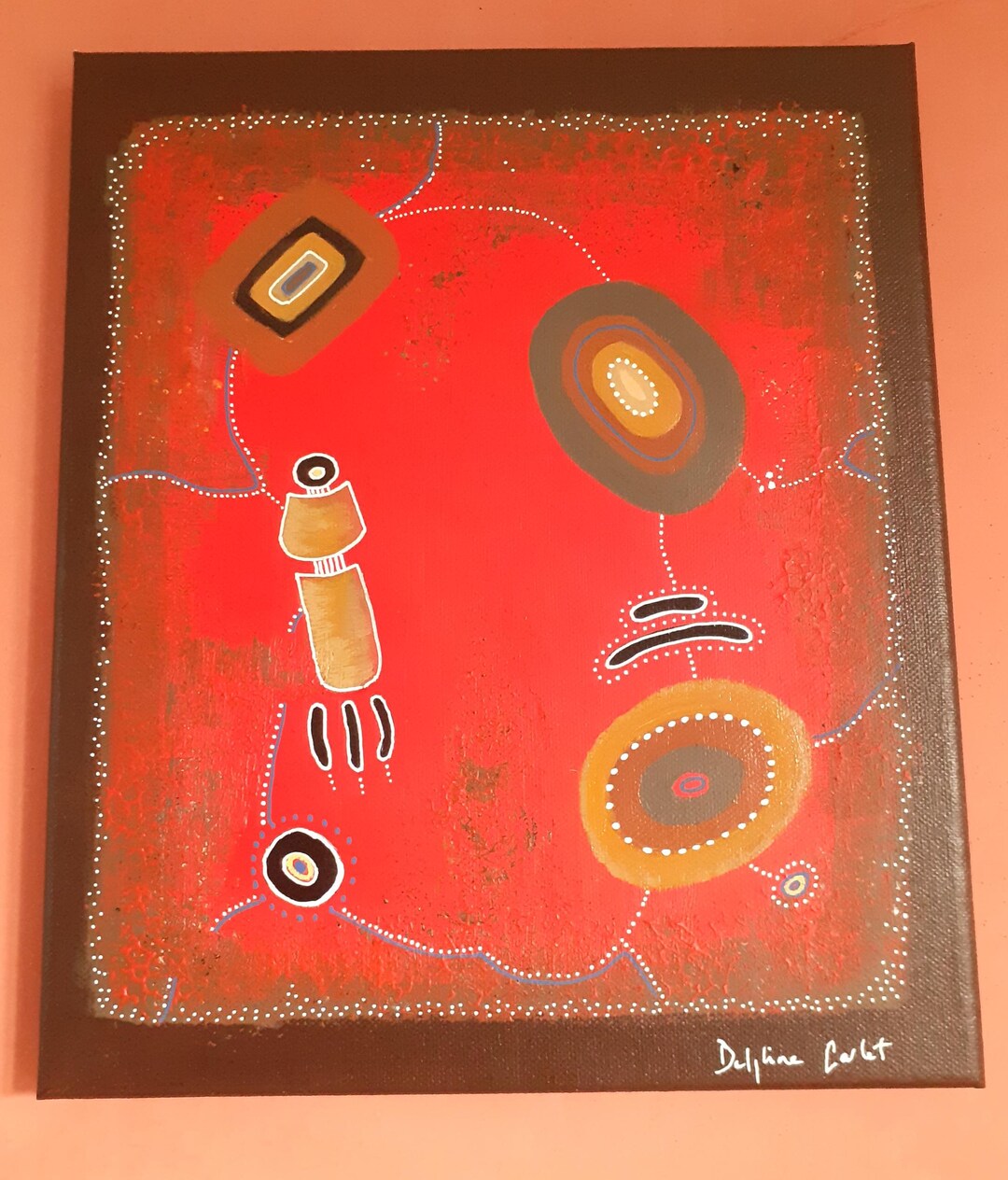 Oceania Symbol Inspired Painting 24 X 30 Cm - Etsy