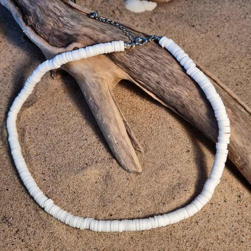 White Black Monochrome Clay Bead Surf Necklace Choker Beach - Etsy UK