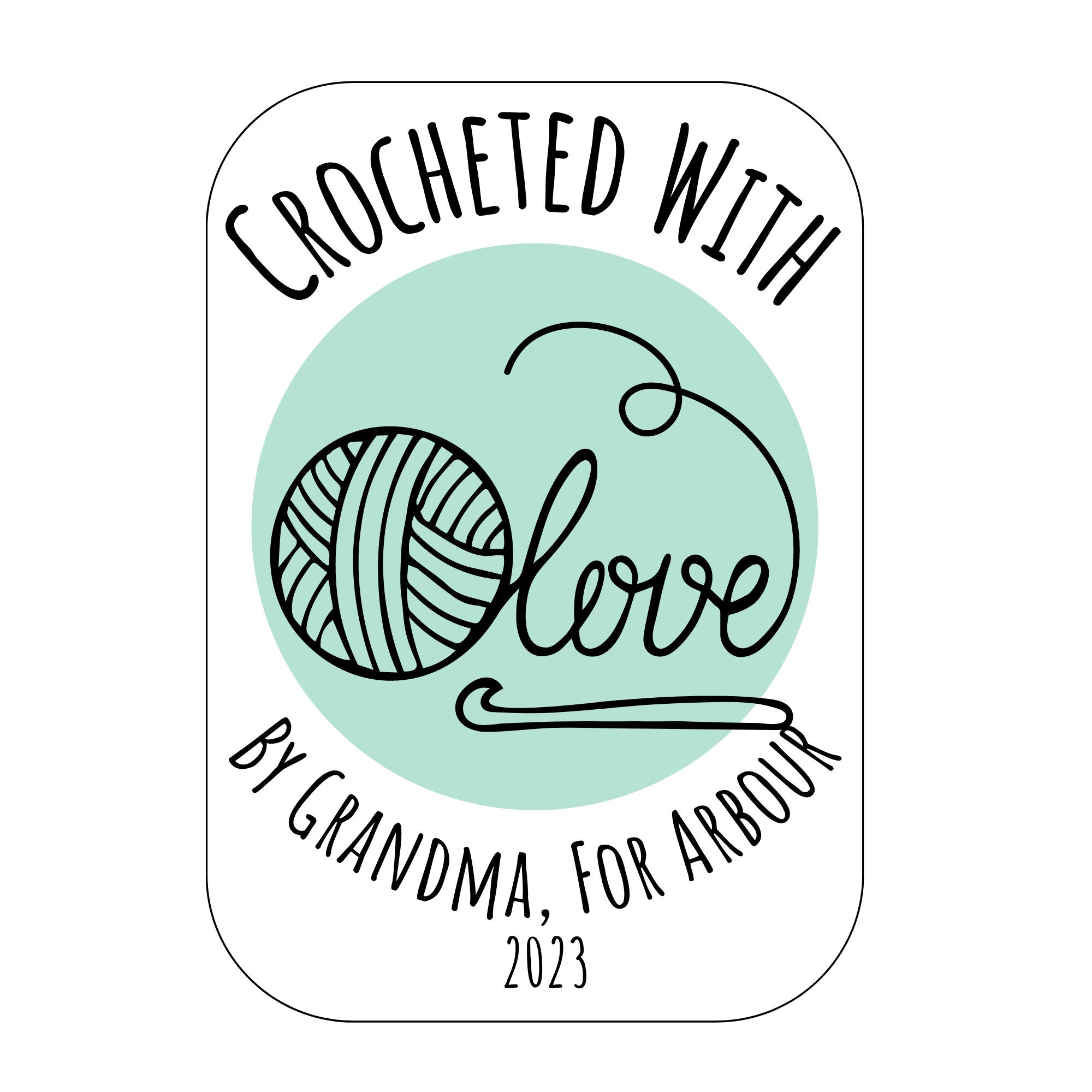 Crocheted With Love Oval Blanket Label/personalized - Etsy
