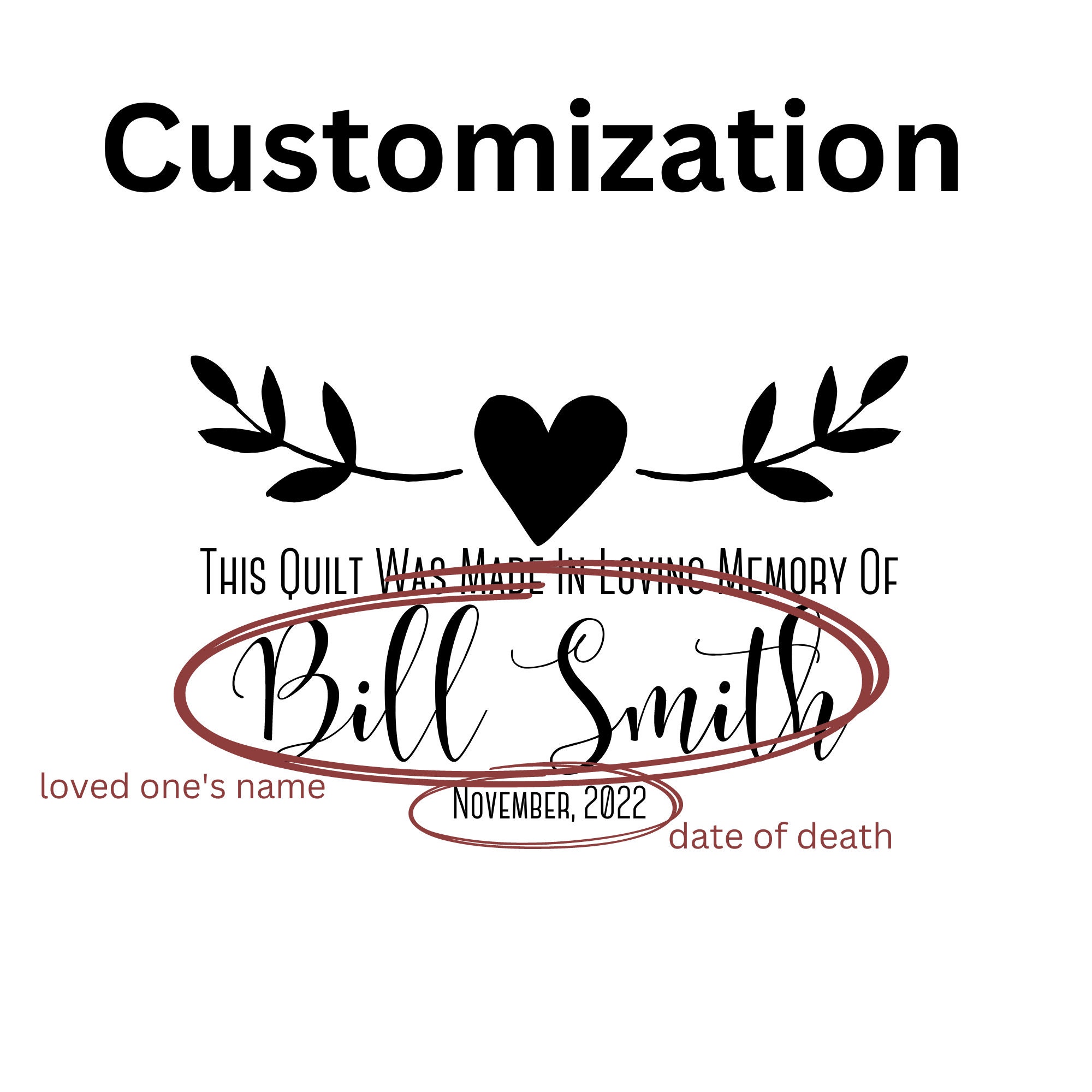 In Loving Memory Rectangle Quilt Label/personalized Label/customized ...