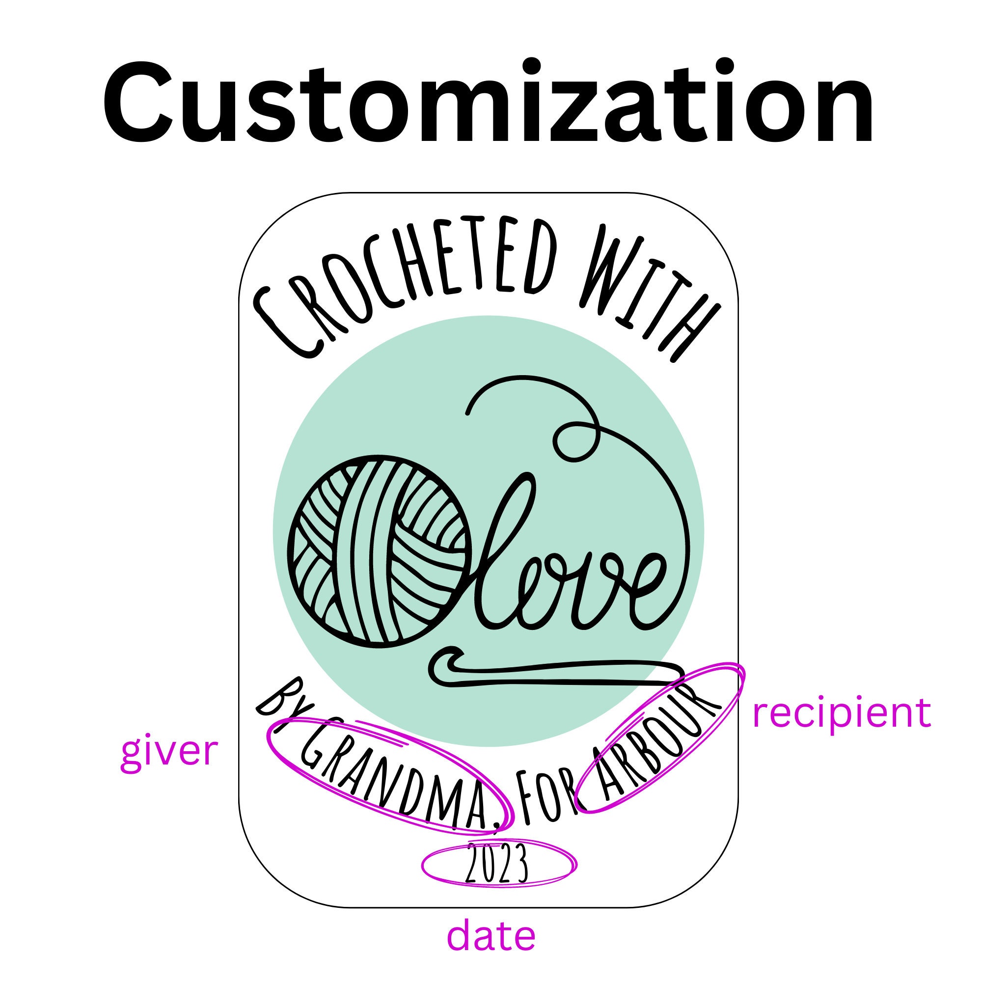 Crocheted With Love Oval Blanket Label/personalized - Etsy
