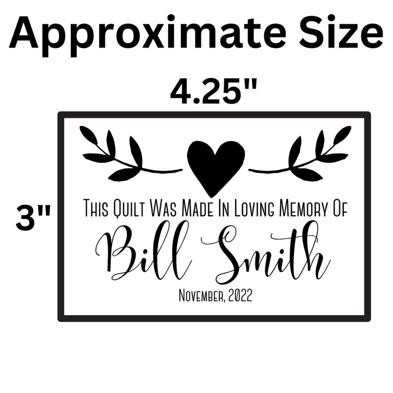 In Loving Memory Rectangle Quilt Label/personalized Label/customized ...