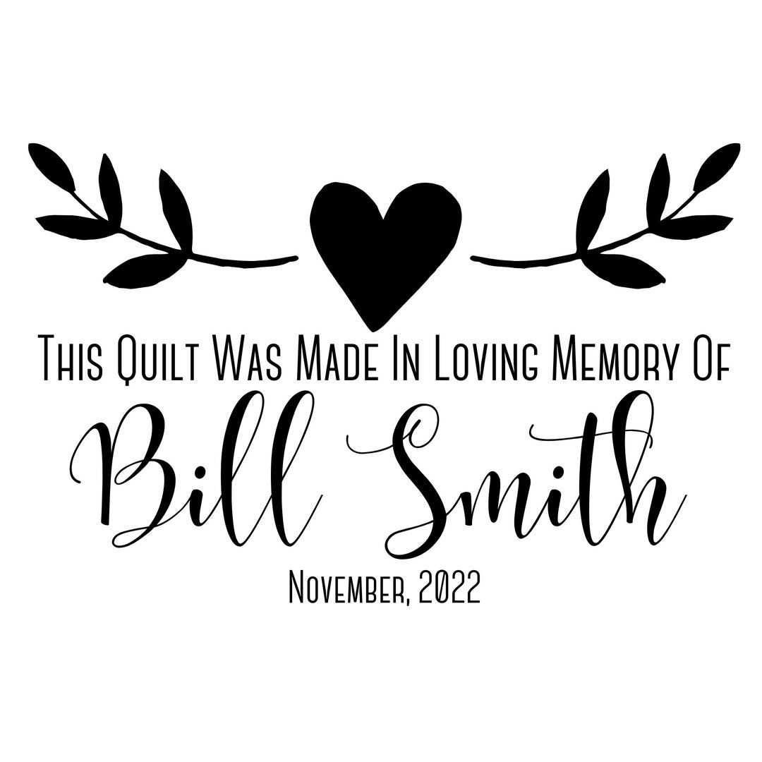 In Loving Memory Rectangle Quilt Label/personalized Label/customized ...