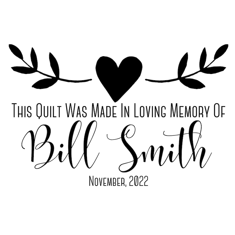 In Loving Memory Rectangle Quilt Label/personalized Label/customized ...