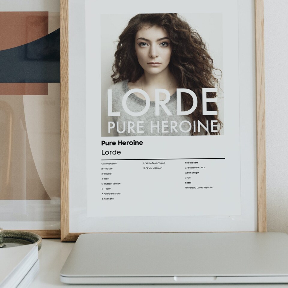 Lorde, Pure Heroine, Album Cover Art, Lorde Music Print, Wall Poster ...