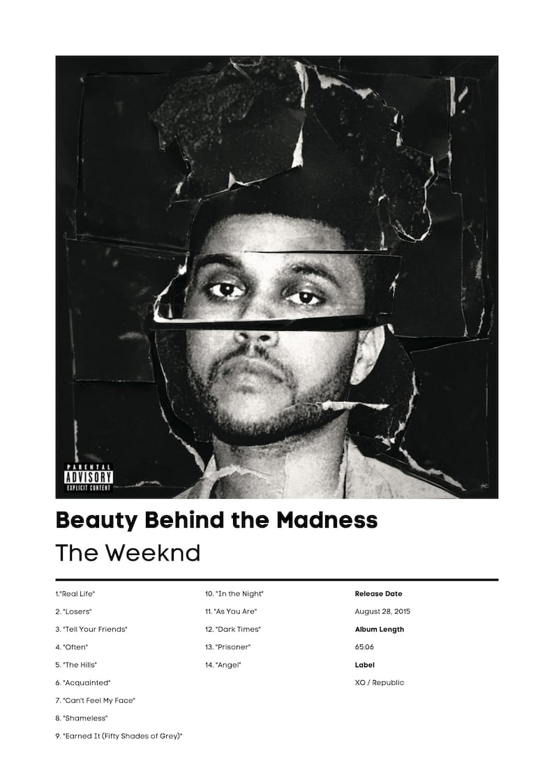 The Weeknd Beauty Behind the Madness Album Cover Art the | Etsy