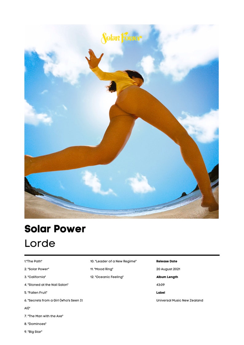 Lorde Solar Power Album Cover Art Lorde Music Print Wall - Etsy Canada