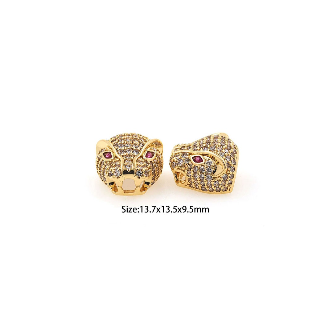 Snake Head Spacer Beads, 18K Gold Filled Animal Spacer Beads, Micropavé ...