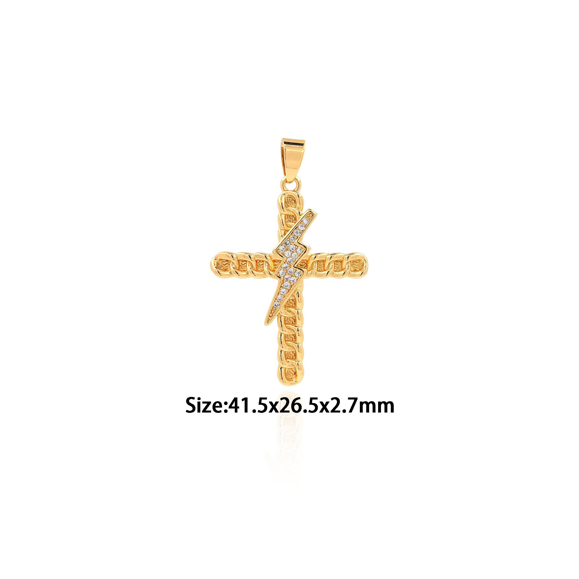 Lightning Cross Pendant18k Gold Filled Religious Cross - Etsy