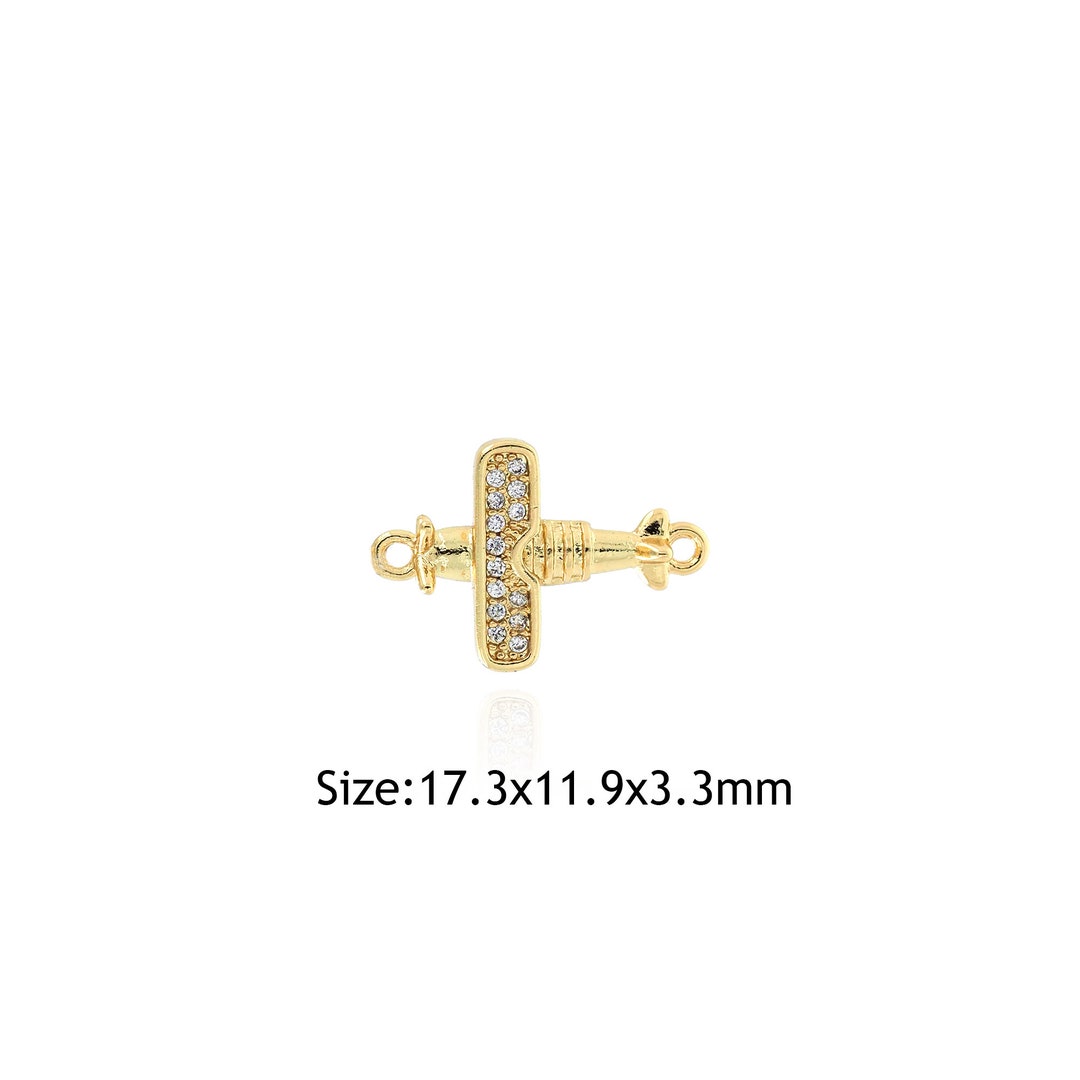 Micropavé CZ Airplane Connectors, 18K Gold Filled Flight Connector ...