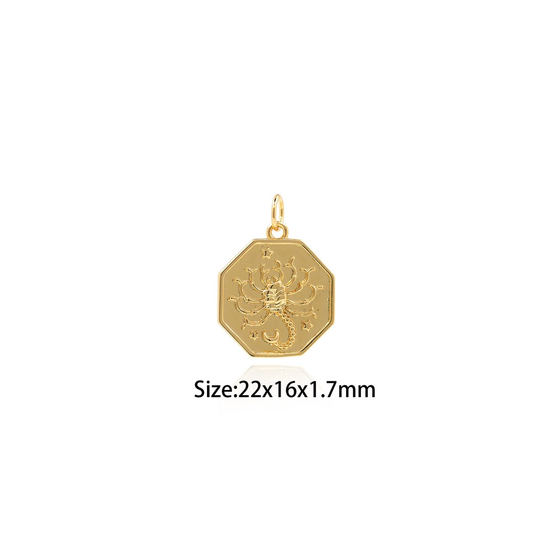 Octagon Pendant 18K Gold Filled Scorpion Pendant Insect - Etsy