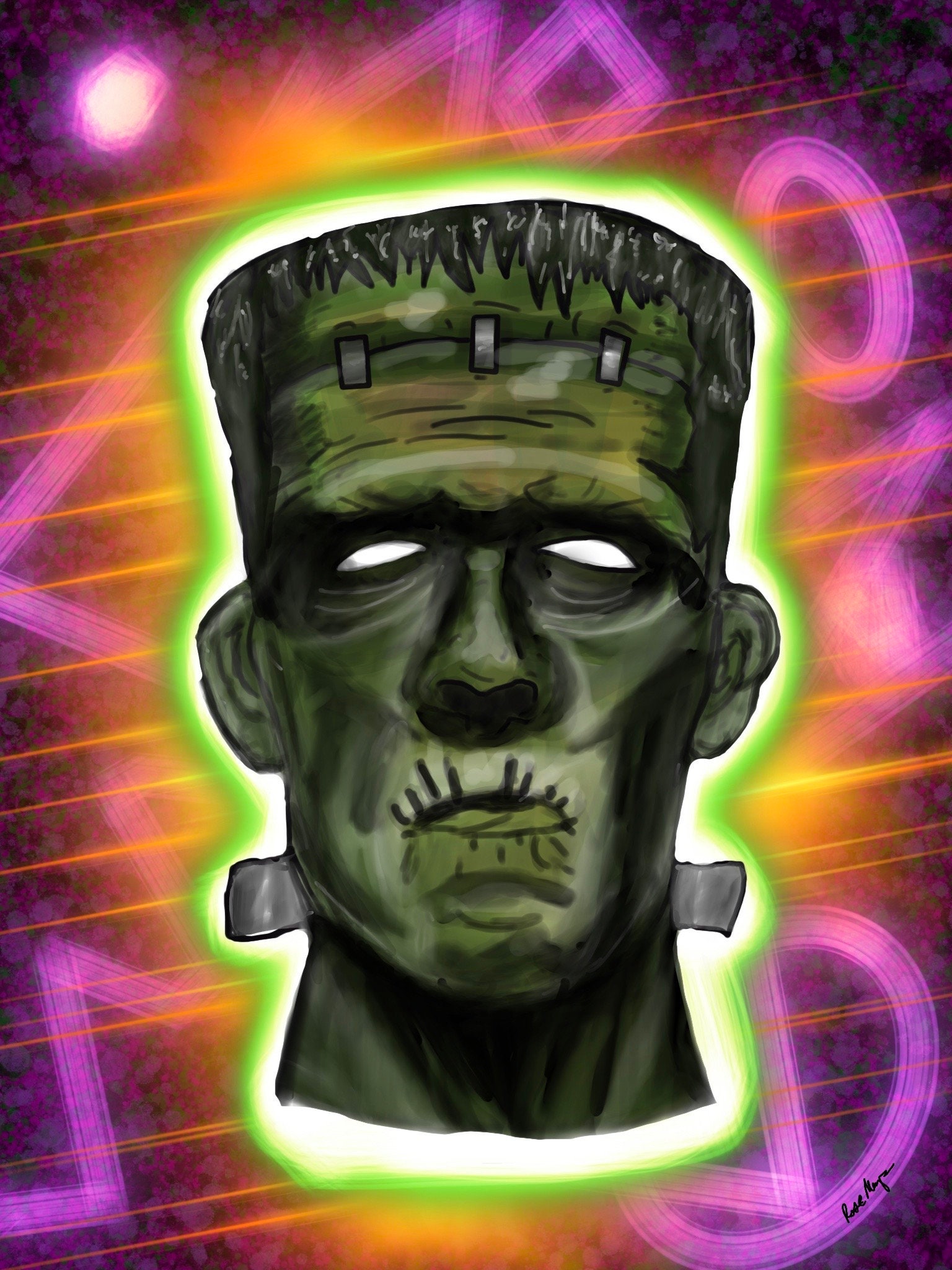 Neon Frankenstein - Etsy