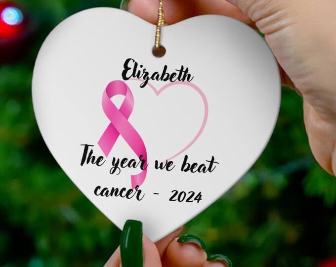Personalized Name Breast Cancer Awareness Keychain, Ornament, Breast ...