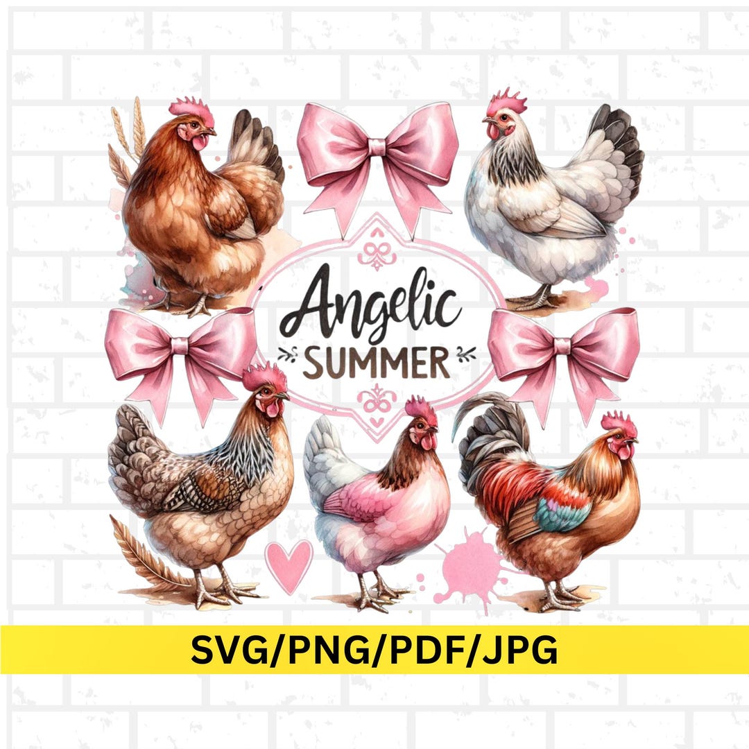 Coquette Summer Chicken Png, Bow Chicken Design Farmhouse Decor - Etsy