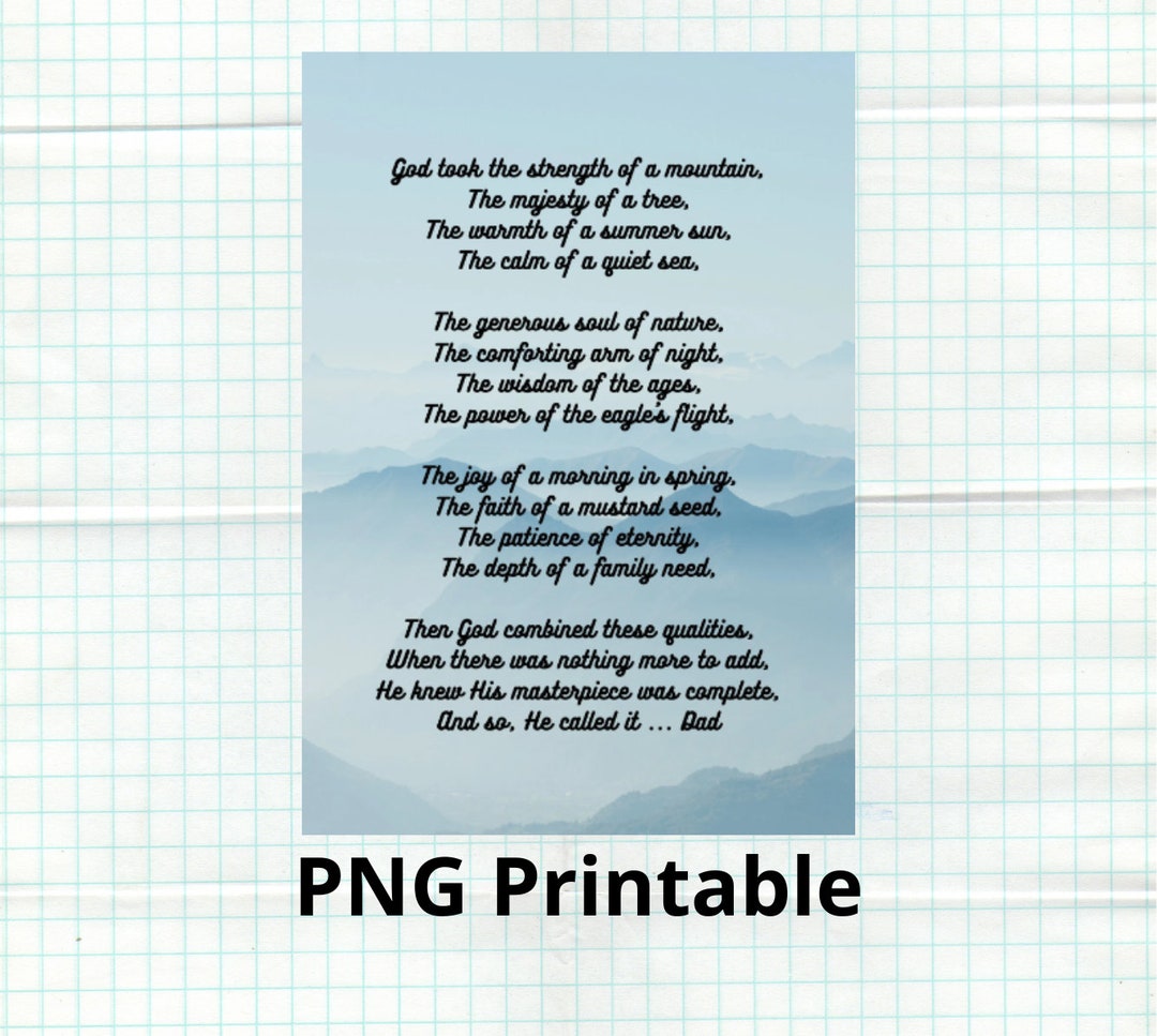 A4 Printable Father Poem PDF Fathers Day Gift for Dad, Dad Birthday ...