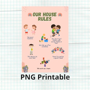 House Rules Poster, Classroom Decor, Family Rules Sign, Printable Home ...