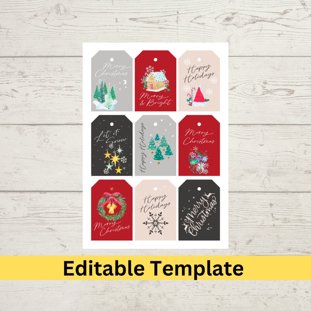 Christmas Canva Template Gift Tags Christmas Printable - Etsy