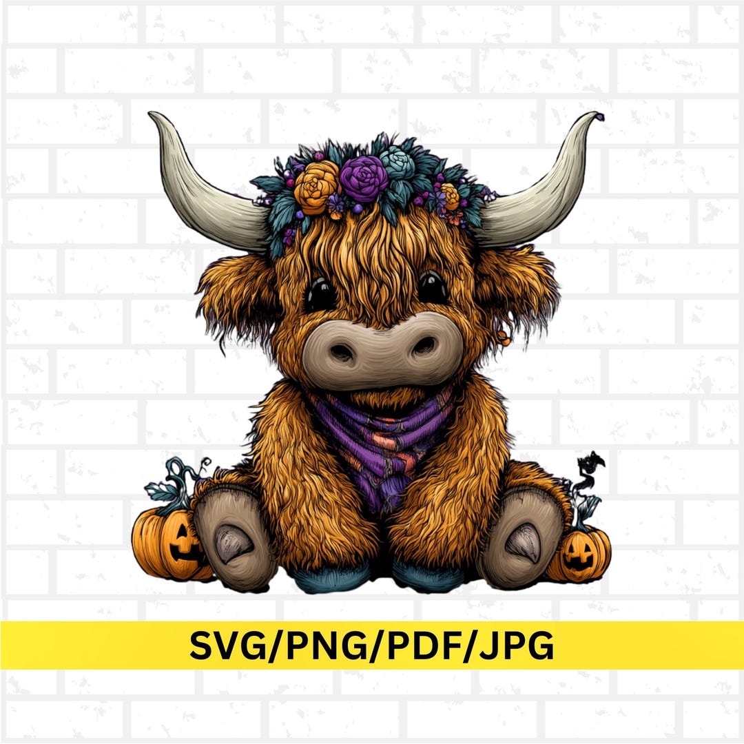 Halloween Highland Cow SVG, Cute Fall Cow Clipart - Etsy