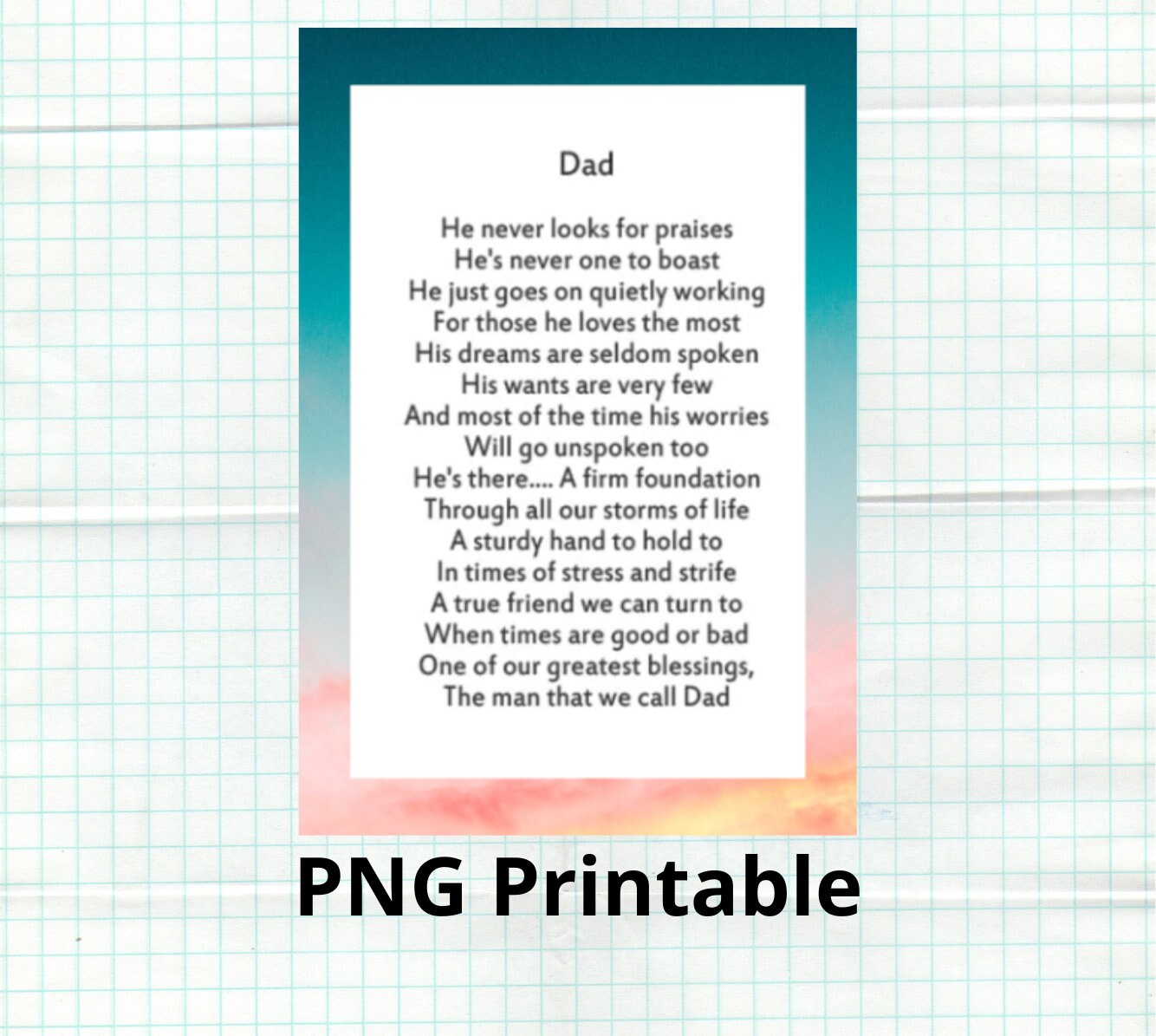 Printable Dad Poem PNG Fathers Day Fathers Day Gift Fathers - Etsy