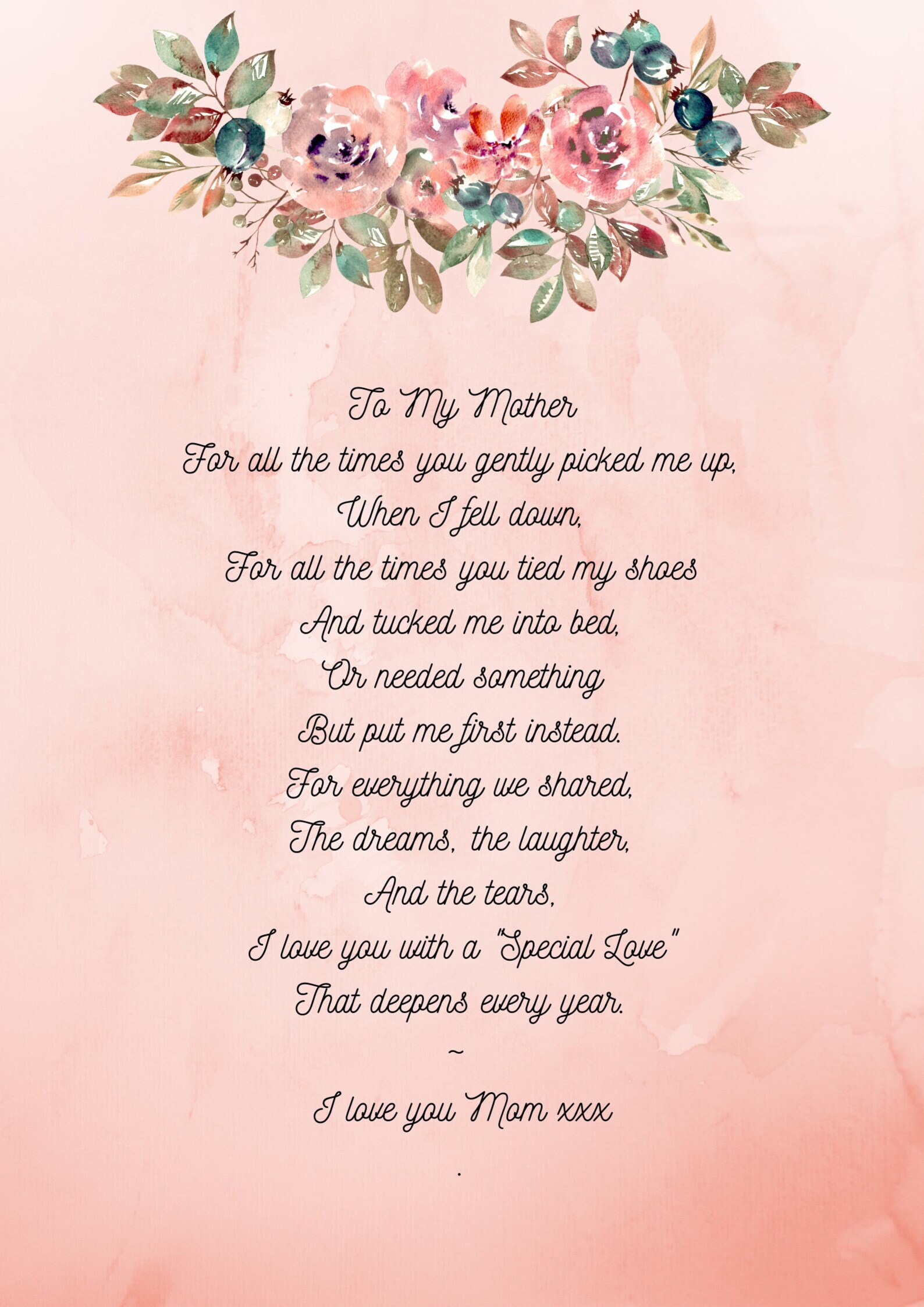 Mom Poem Poems for Mom Moms Poem Poem for Mom Mom I Love - Etsy