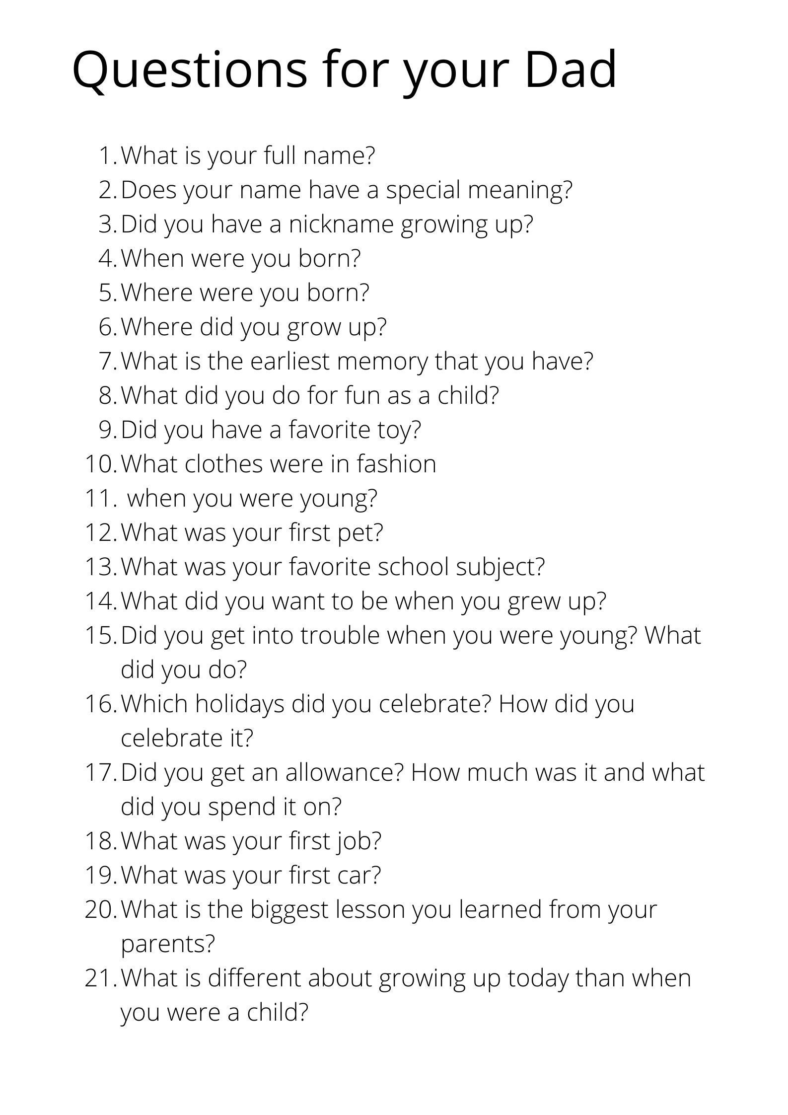 Printable Questions To Ask Dad Etsy Singapore Printable Questions To Ask Dad Etsy Singapore