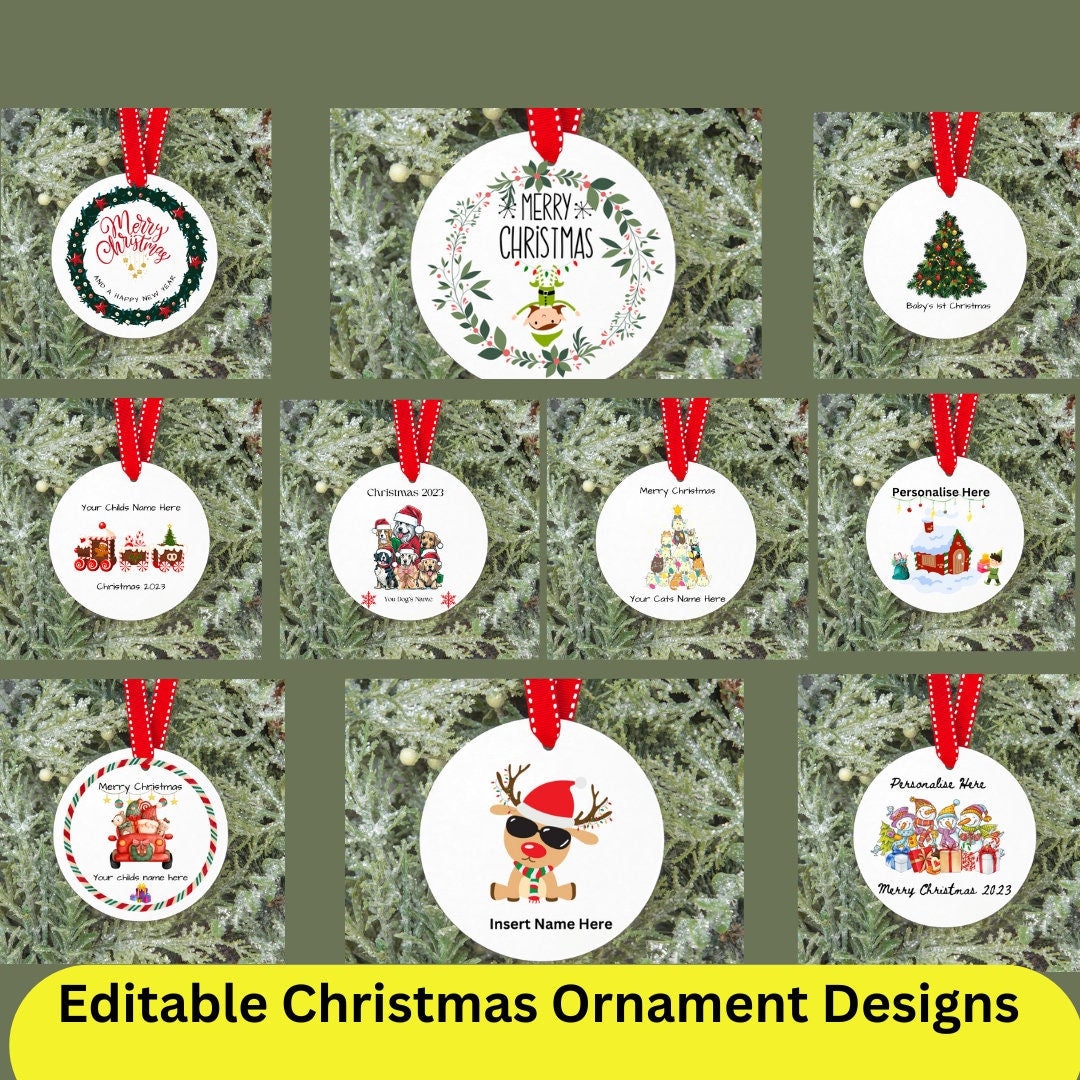Editable Christmas Ornament PNG Template, Customizable Holiday Decor ...