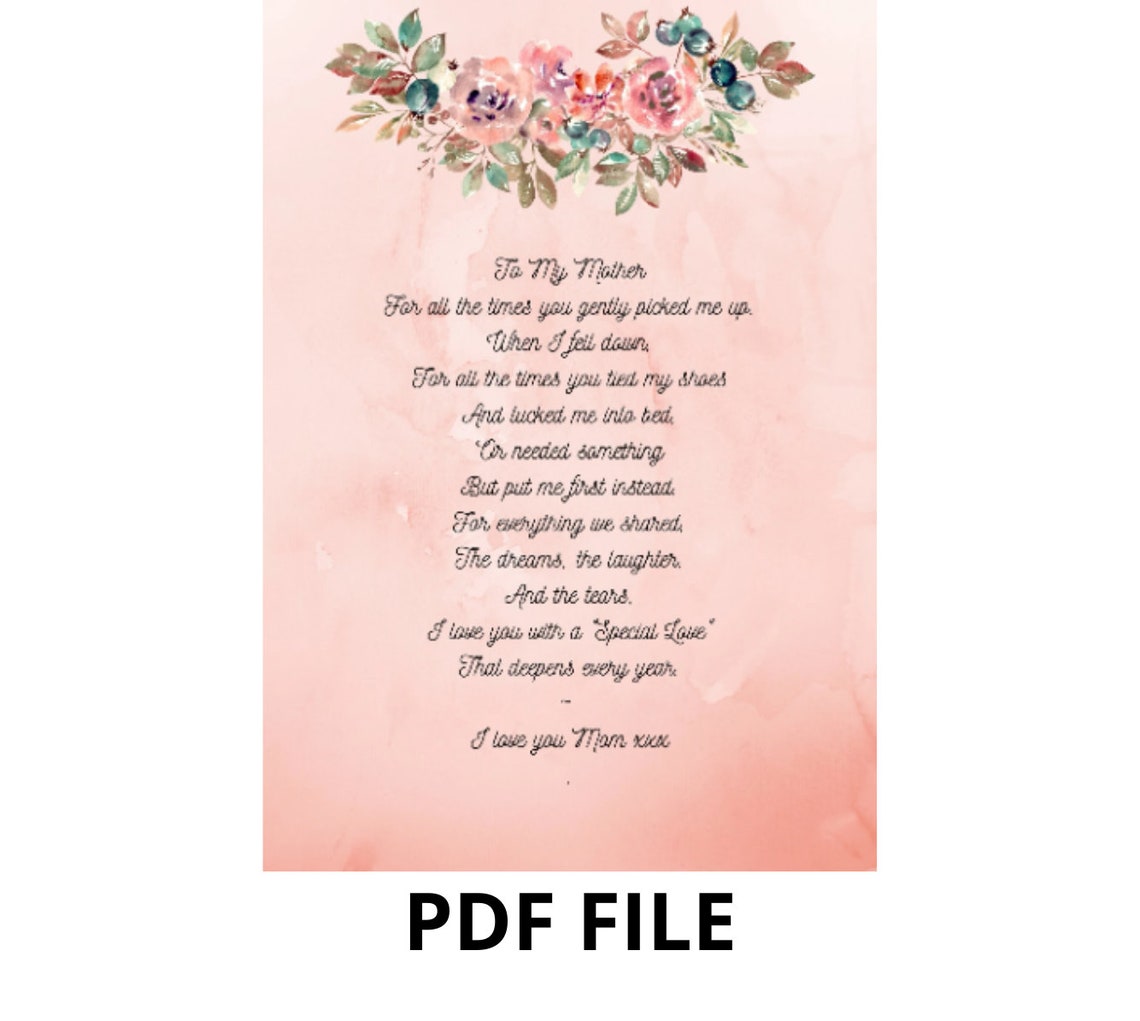 Mom Poem Poems for Mom Moms Poem Poem for Mom Mom I Love - Etsy