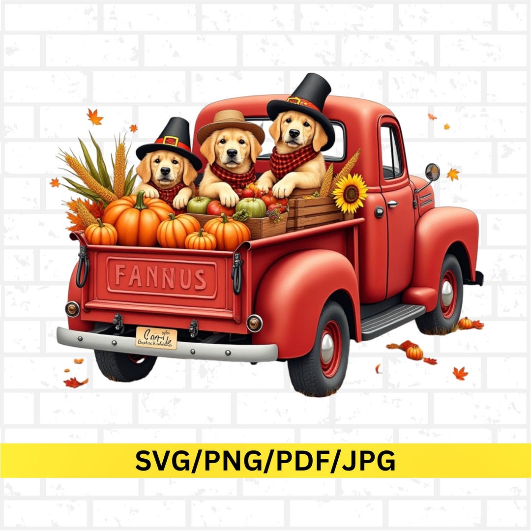 Thanksgiving Truck Svg Png Jpg Pdf Fall Puppies With Pumpkins Clipart ...