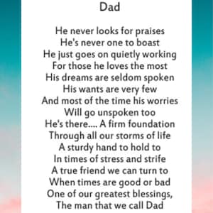 Printable Dad Poem PNG, Father's Day Gift From Kids & Daddy Birthday ...