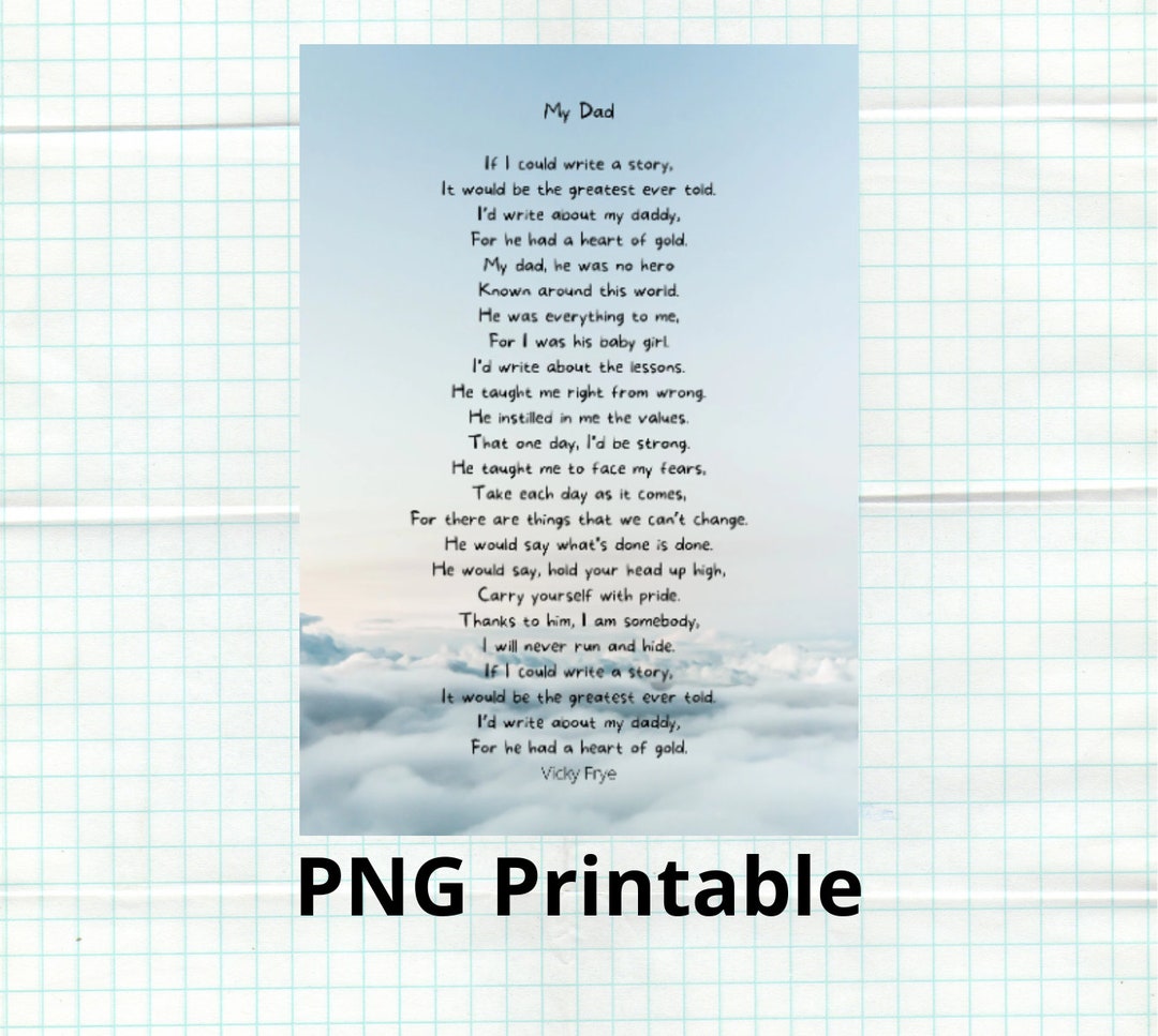 Poem for Dad, Memorial Poem for Dad, Dad Remembrance, Remembrance of ...