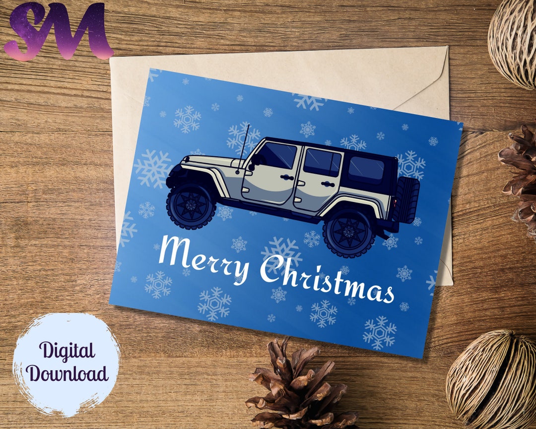 Digital Jeep Christmas Card, Digital Jeep Greeting Card, Merry ...