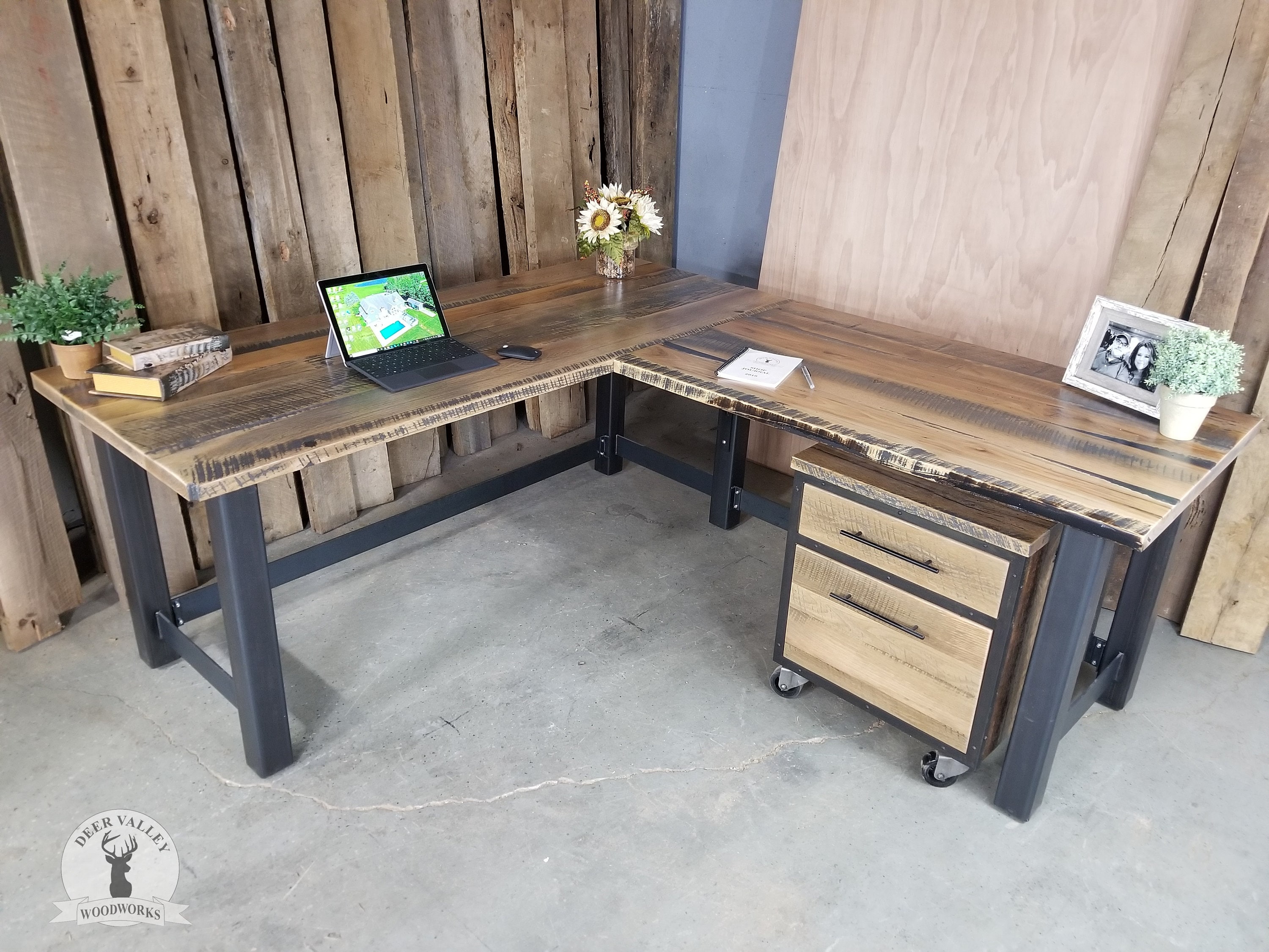 Reclaimed Computer Desk, Rustic Corner Desk, Barnwood Office Desk ...