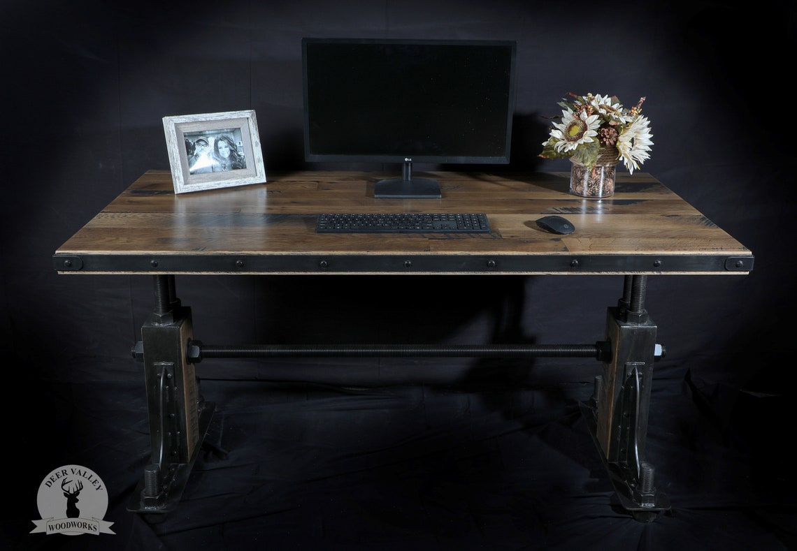 Industrial Modern Desk, Reclaimed Wood Desk, Executive Writing Desk ...