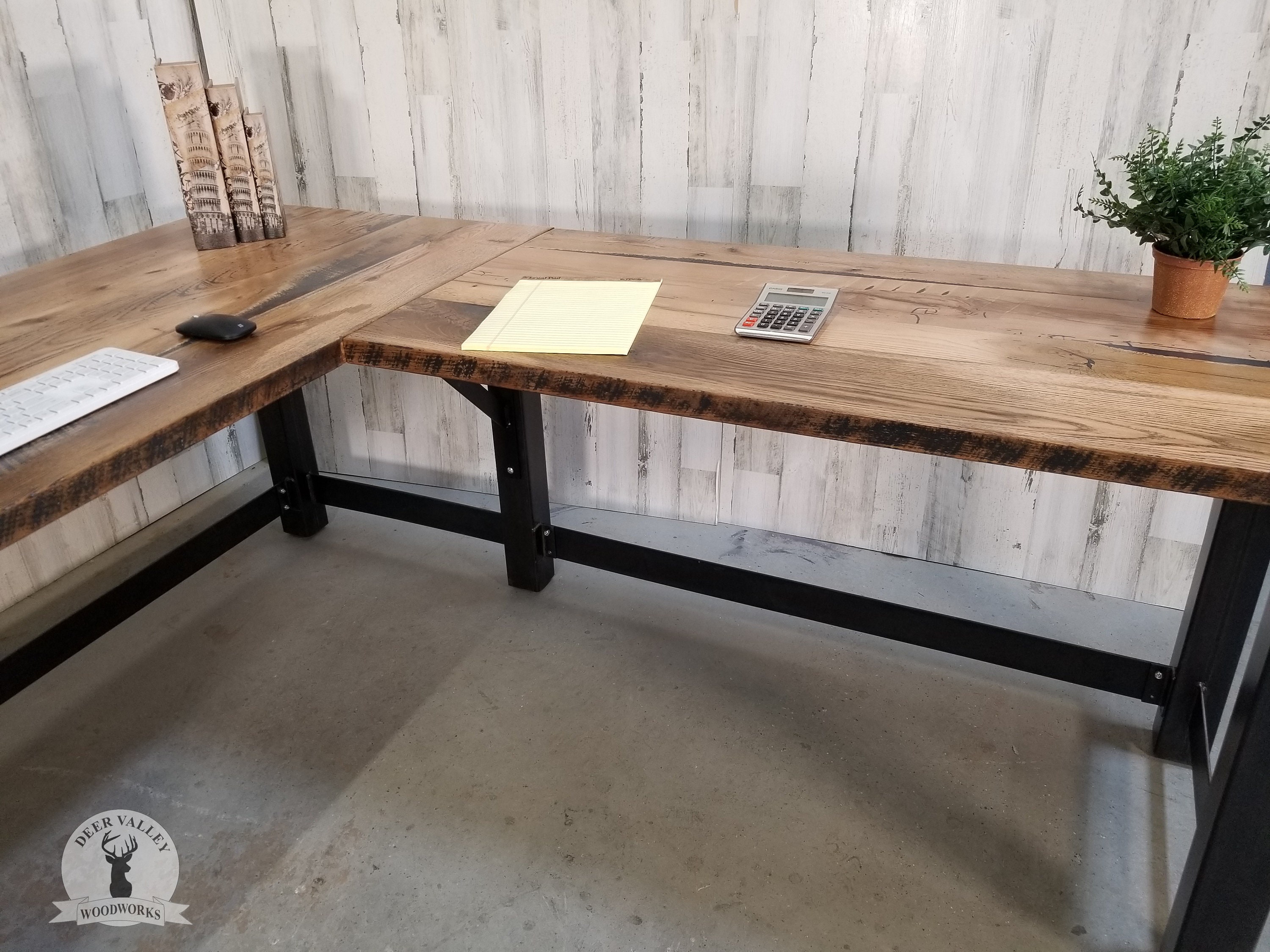 Reclaimed L-shaped Computer Desk, Rustic Corner Desk, Barnwood Office ...