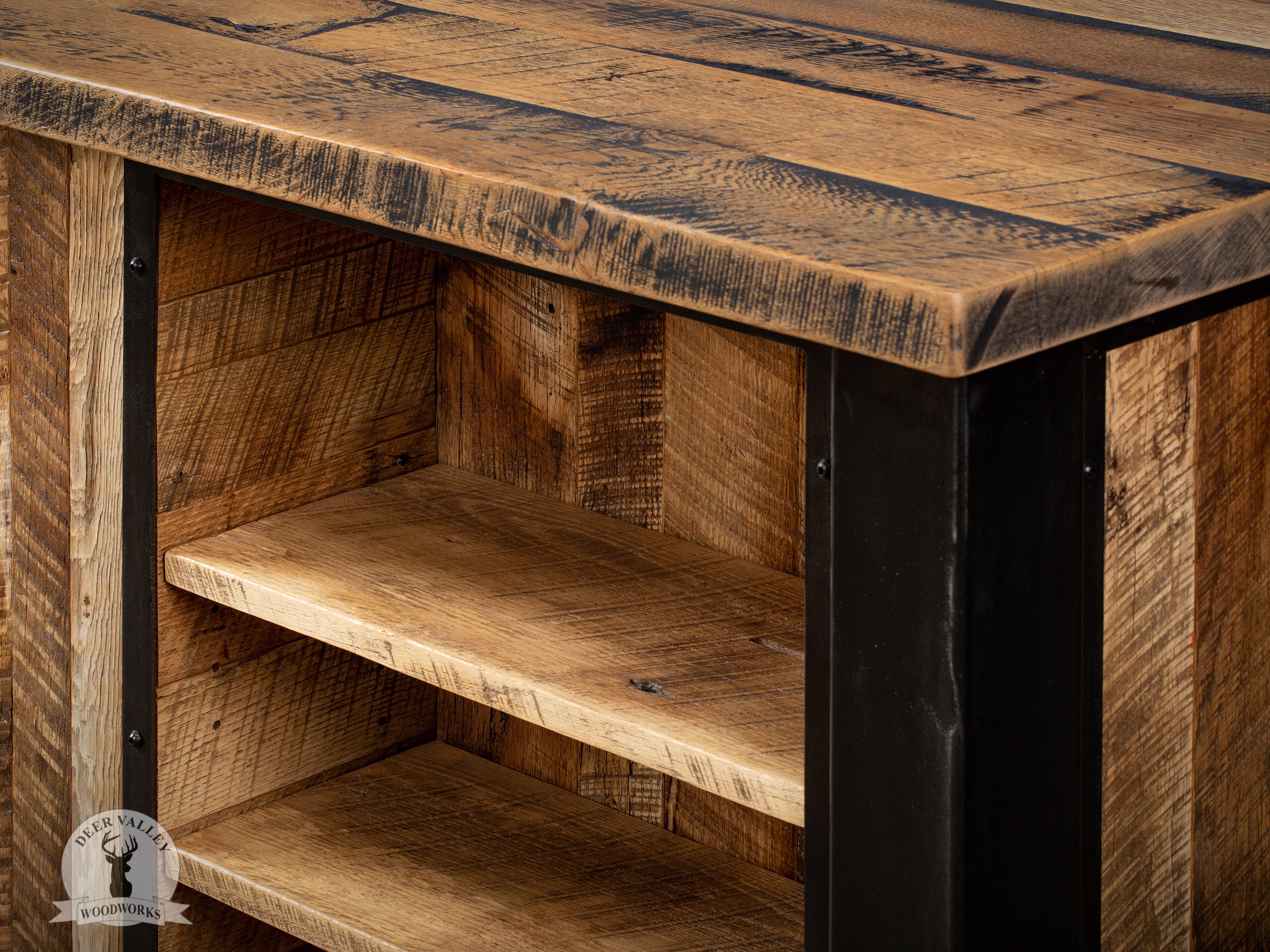 Reclaimed Wood Executive Desk With Storage, Office Computer Desk ...