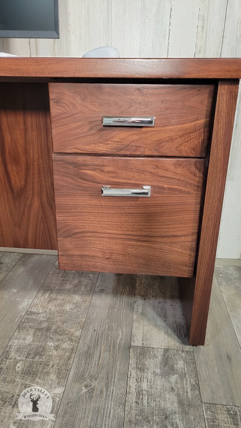 Walnut L-shaped Desk Executive Corner Desk Wood Office Desk - Etsy